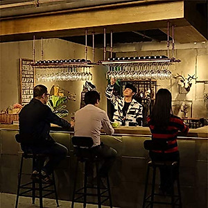 Ceiling Stemware Rack, Adjustable Hanging Wine Bottle Holder, Wine Glass Holder, Upside Down Goblet Racks, Restaurants Kitchens Bar Wine Storage Display Shelf, Bronze (Size : 80×35