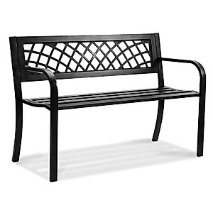 VEVOR Outdoor Bench, 480 lbs Load Capacity Bench, 46 inches Metal Garden Bench for Outdoors, Outdoor Garden Park Bench with Backrest and Armrests, Patio Bench for Garden, Park, Yard, Front Porch