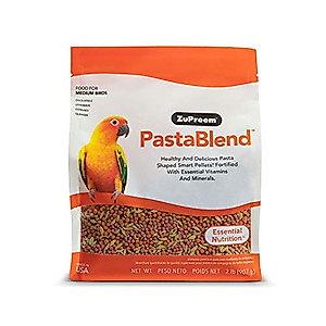ZuPreem PastaBlend Smart Pellets Bird Food for Medium Birds, 2 lb Bag - Made in The USA, Daily Nutrition, Essential Vitamins, Minerals for Cockatiels, Quakers, Lovebirds, Small Conures