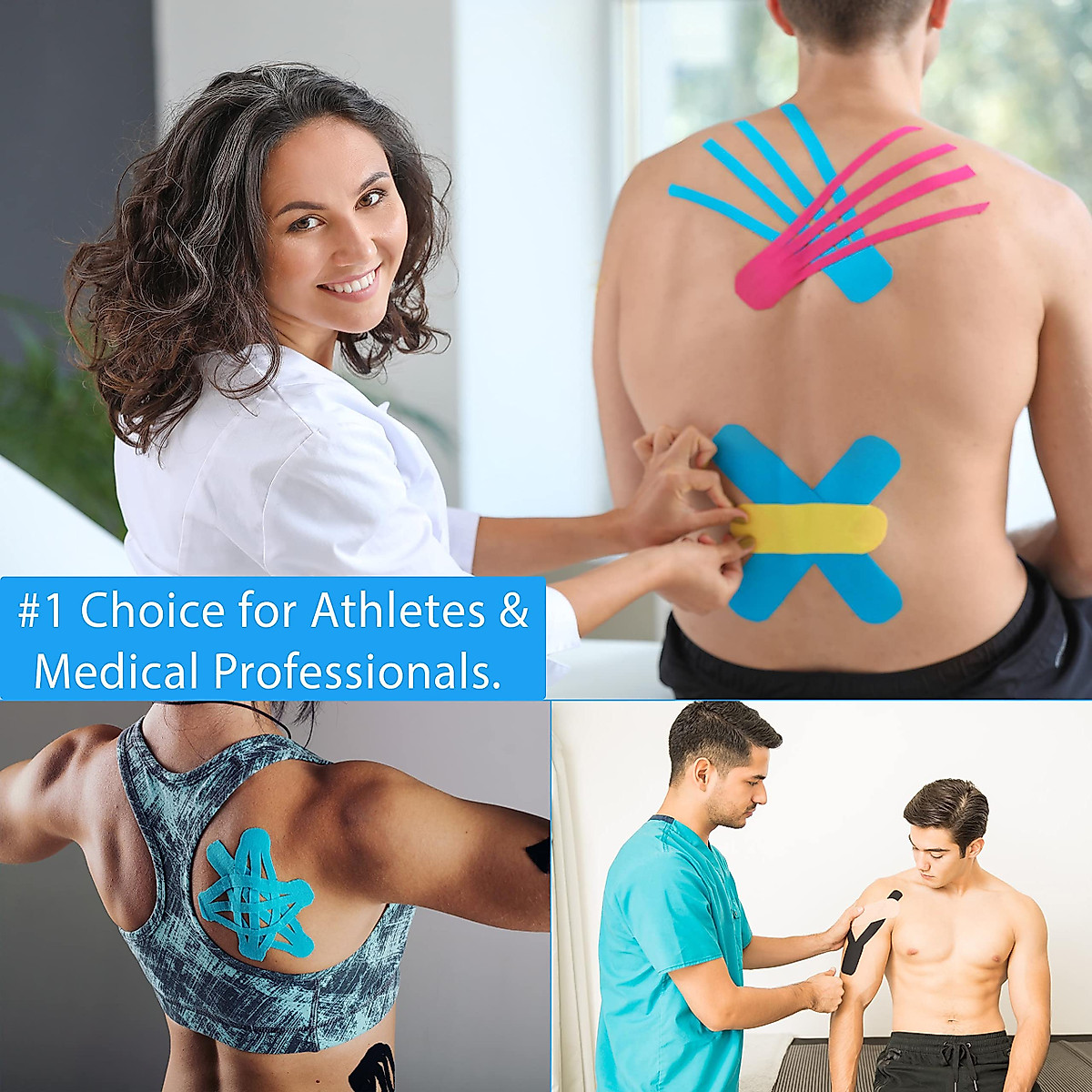 Kinesiology Tape Precut Roll for Knee, Shoulder, Wrist, Muscles, Ankle. Designed to Support Athletic Performance, Sports Kt Pain - Waterproof Kinesio-logy Guide- Rock Tex Gold 3 Pack Skin Tapes