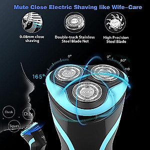 Electric Razor, MAX-T Corded and Cordless Rotary Shaver for Men with Pop Up Trimmer,IPX7 100% Waterproof Wet Dry with Wall Adapter, Blue