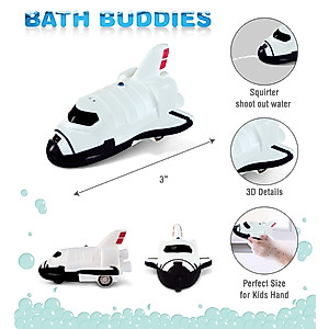 DolliBu Space Shuttle Bath Buddy Squirter - Floating Space Shuttle Rubber Bath Toy, Fun Water Squirting Bathtime Play for Toddlers, Space Plane Toy for Bathtub, Beach, & Pool for Girls & Boys 3 Inch