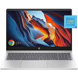 HP 2023 Newest Chromebook Laptop Student Business, 15.6" HD Display, 8GB RAM, 192GB Storage (64GB eMMC+128GB MSD Card), Quad-Core Intel Processor N200, Long Battery,Chrome OS, Bundle with JAWFOAL