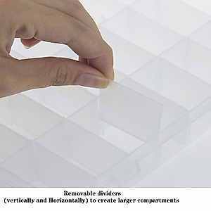 goldblue 24 Grids Clear Plastic Organizer Box,Compartment Clear Plastic Organizer Strap Adjustable Can Be Used for Dividers, Crafts, Jewelry, Buttons, Fishing Tackle Accessories, Small Parts