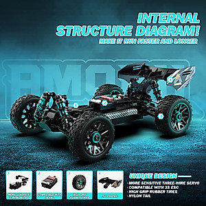AMORIL 1:14 Fast RC Cars for Adults,Max 70+KMH Hobby Remote Control Car,4X4 Monster Truck Racing Buggy,Electric Vehicle Toy Gift for Kids with Oil Shocks,Metal Parts