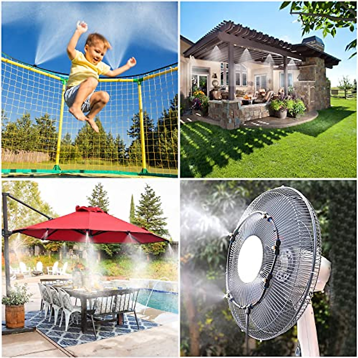 Diivoo Misters for Outside Patio 50FT, Misting System for Cooling Outdoor, Water Mister with 15 Brass Mist Nozzles, DIY Mister System for Cooling Patio, Garden, Greenhouse, Trampoline, BBQ Party