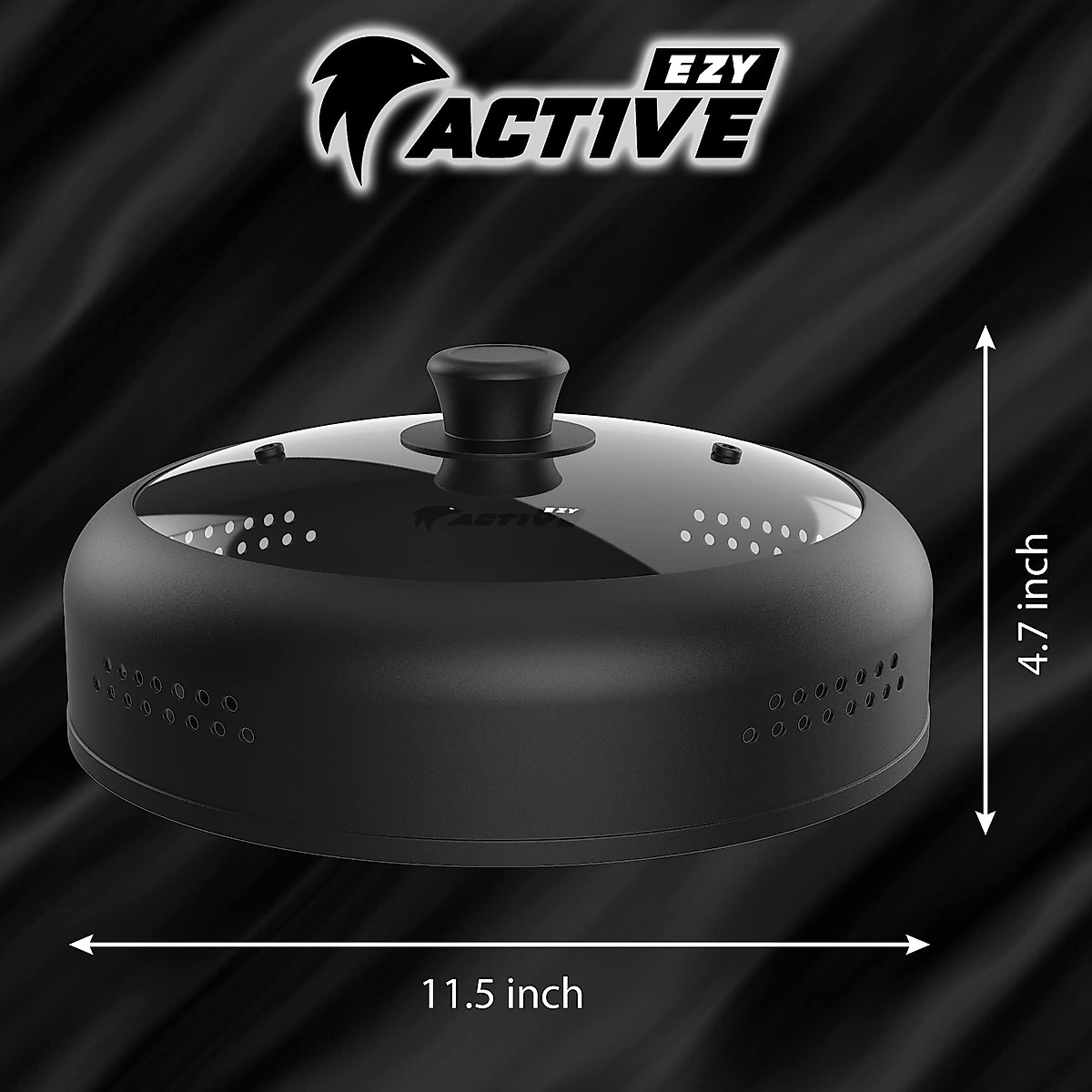 Microwave Cover for Food, Silicone and Glass Splatter Guard Lid for 6–7–8–9-10-11-12 inch Plates & Bowls. by. EZY ACTIVE.