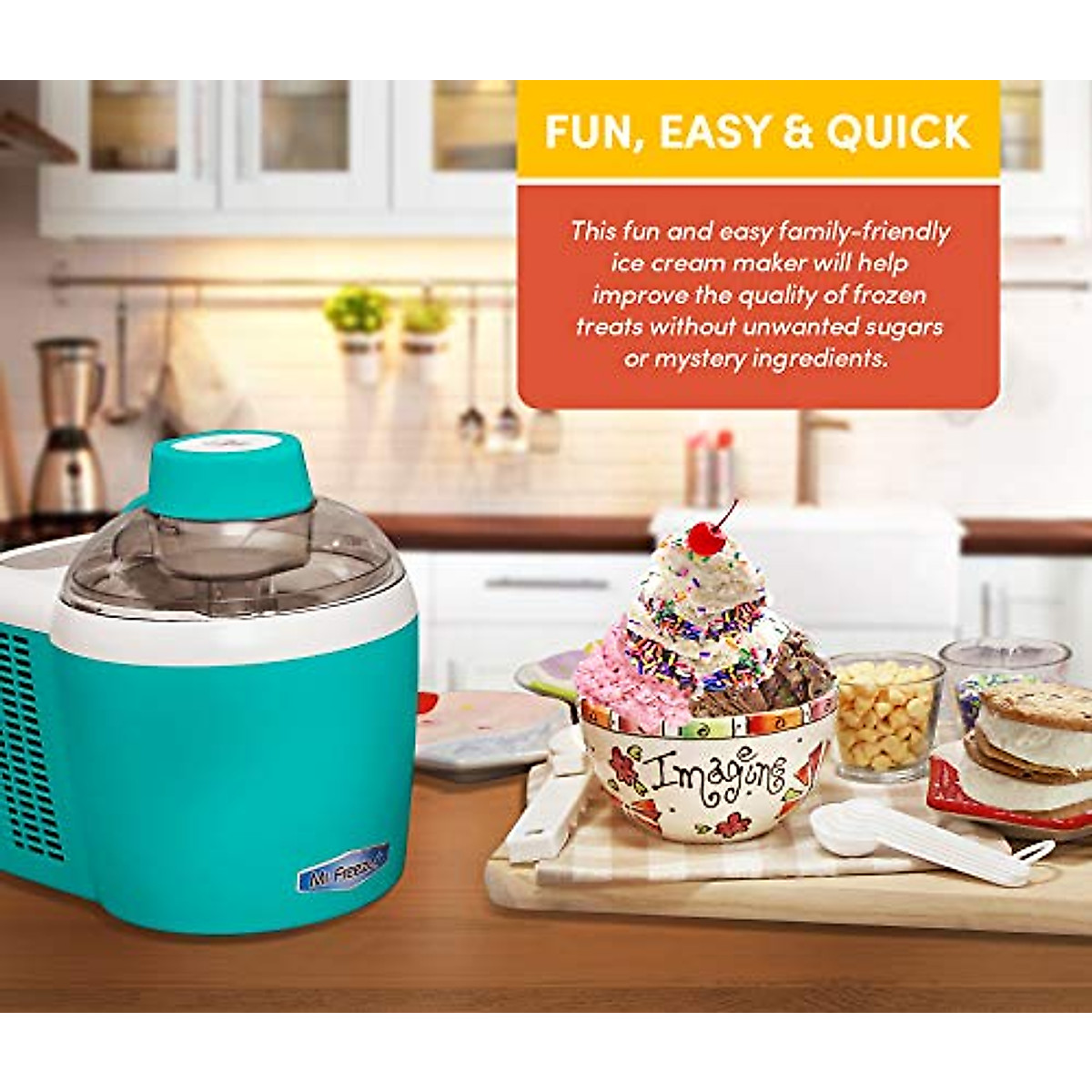 Mr. Freeze Self-Refrigerating Ice Cream Maker, Frozen Yogurt, Sorbet, Gelato Treat, 1.5-pint, EIM-700T