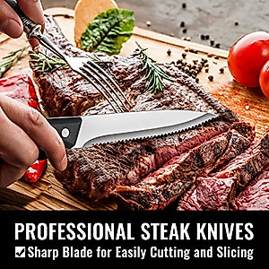 HIWARE 48-Piece Silverware Set with Steak Knives for 8, Stainless Steel Flatware Cutlery Set For Home Kitchen Restaurant Hotel, Kitchen Utensils Set, Mirror Polished, Dishwasher Safe