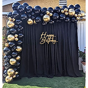 Black Backdrop Curtains Polyester Backdrop for Curtains Black Curtain Fabric 2 Packs 5ftx8ft Polyester Backdrop for Party