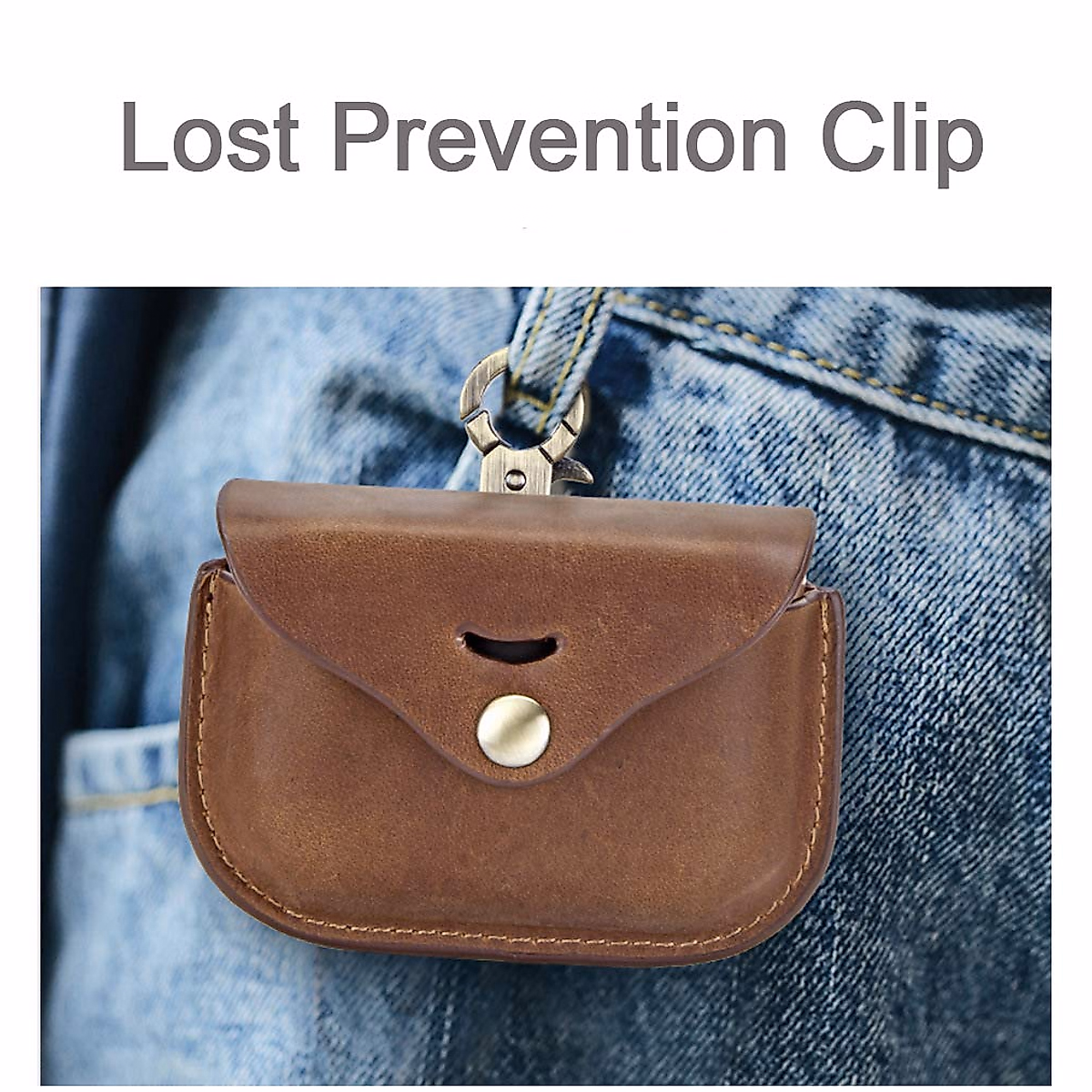 for wf-1000xm3 Case, Personalized wf-1000xm3 Leather case with Carabiner, Genuine Leather Protective Case Cover Shockproof for So-ny WF-1000xm3 Case Wireless Charging Case (Customize, Brown)