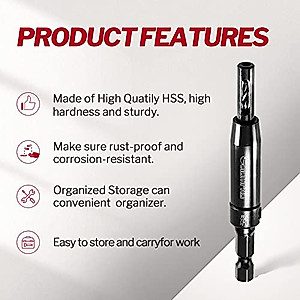 ColumPRO 3 PCS Hinge Drill Bit Set, HSS VIX bit Self Centering Drill Bits,Wood Door Window Cabinet Woodworking Hinge Hardware Pilot Hole Drill Bit 3/32"(#6),7/64"(#8),1/8" (#10), Organized Storage