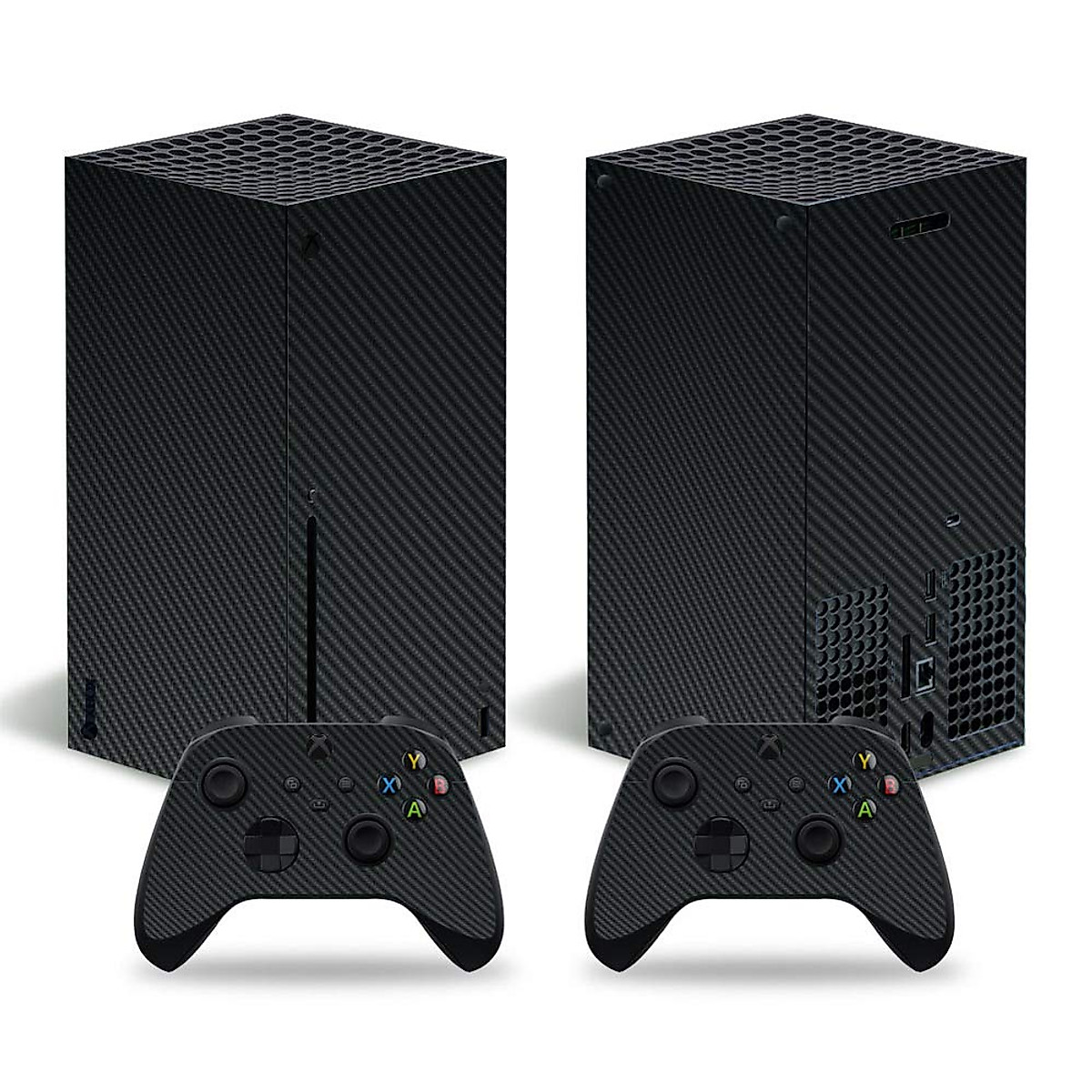 Vinyl Skin Protector Whole Body Decal Cover for Microsoft Xbox Series X Console Wrap Sticker Skins with 2 Controller Decals (Black 1)