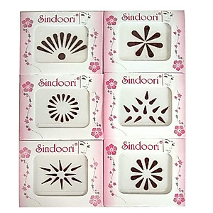 Sindoori Traditional Collection Assorted Design Maroon Colour Bindi for Womens, Girls - 12 Flaps
