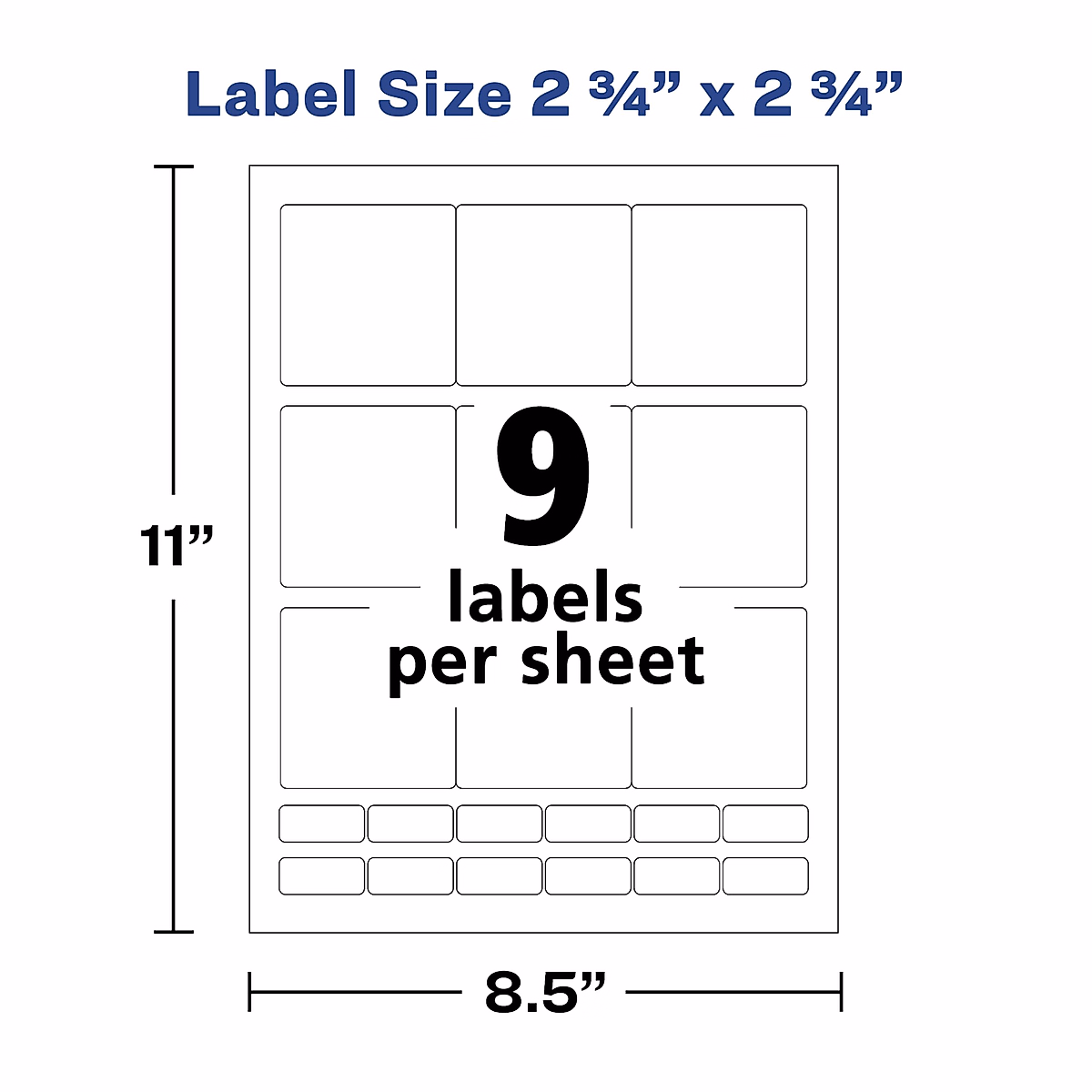 Avery Printable Blank Square Labels, 2.75" x 2.75", Matte White, 630 Customizable Labels (5196)