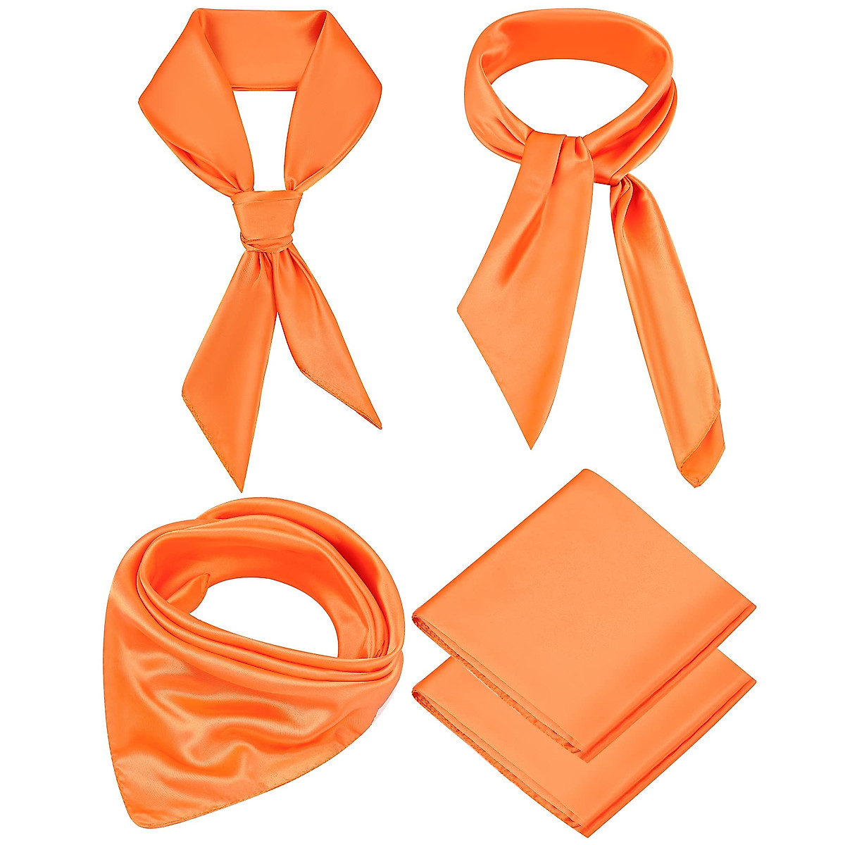 2pcs Orange Large Square Scarf Halloween Costume Head Scarf Neck Scarf Skinny Scarf Headscarf for Men Women, 35 x 35 Inch