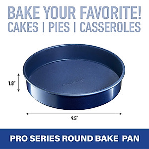 Granitestone Bakeware Round Baking Pan, Nonstick 9 Inch Round Cake Pan, Dishwasher Safe Circle Cake Pan for Cake, Cheesecake and More, Even Heating, No Warp, Healthy and Toxin Free Cake Tin- 9.5”x 2”