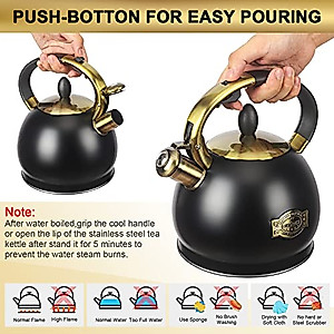 3Quart Whistling Tea Kettle Classic Teapot Stainless Steel Teakettle with Cool Grip for Stovetop