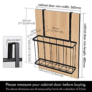 KES Cabinet Door Organizer with Towel Bar, Kitchen Cabinet Organizer with Towel Holder Cutting Board Organizer for Kitchen, Over The Cabinet Door Organize with Towel Rack Matte Black, KUR520-BK