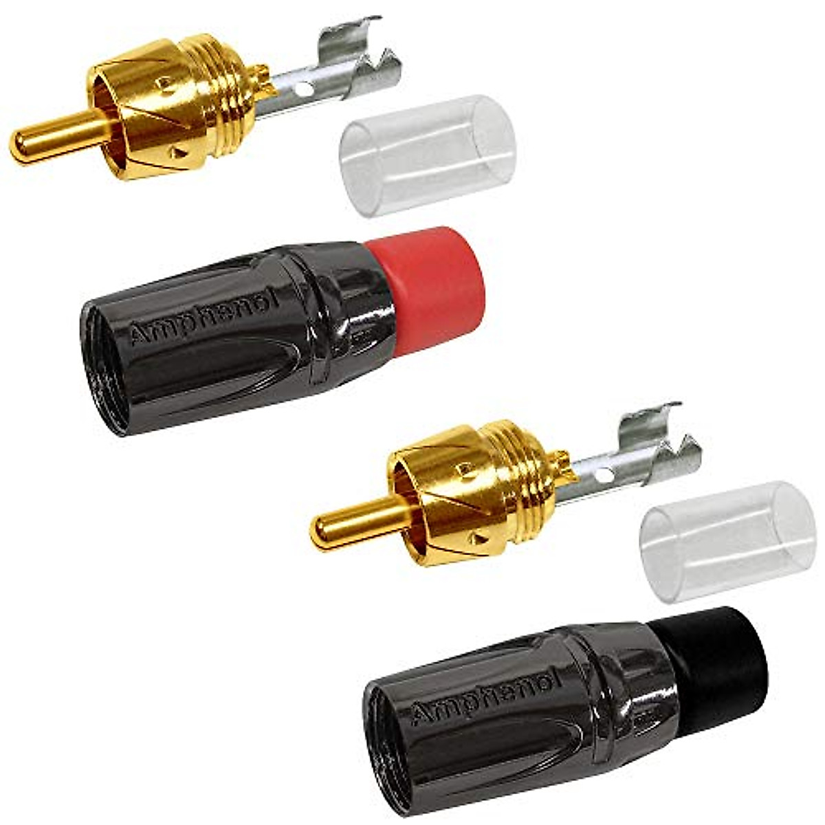 3 Foot RCA Cable Pair - Gotham GAC-4/1 (Black) Star-Quad Audio Interconnect Cable with Amphenol ACPL Black Chrome Body, Gold Plated RCA Connectors - Directional