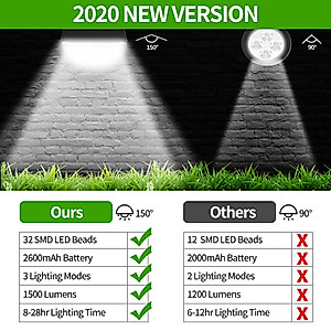 WAKYME 32 LED Solar Landscape Spotlight, 1500LM 2-in-1 Solar Wall Light IP67 Waterproof Solar Spot Lights Outdoor for Yard Garden Porch Walkway Driveway Pool Patio Cool White 2 Packs