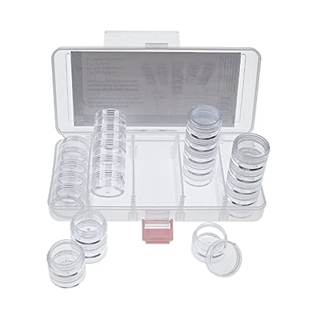 Craft County Clear Organizer Box with 5 Sets of Five Stackable Jars with Lid – 31 Pieces – Great for Diamond Art, Beads, Findings, Saving Space, and More!