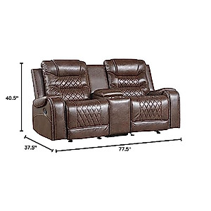 Lexicon Derringer Wall Hugger Manual Double Glider Reclining Loveseat, Brown
