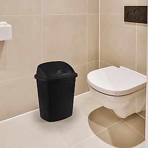 Gloreen 4-Pack 6.5 Gallon Swing Top Trash Can, 25 L Plastic Kitchen Garbage Can, Black