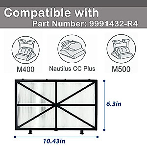 Macaberry M400 Ultra Fine Cartridge Filter Panels Compatible with Dolphin m400, m500 and Nautilus CC Plus, Part Number: 9991432-R4 (4Pack)