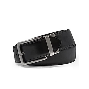 Steve Madden Men's Dress Casual Every Day Leather Belt, Cognac/Black (Feather Edge), 36