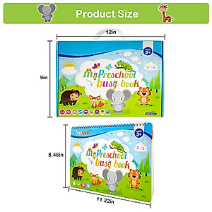 SGVV90 Preschool Learning Activities Busy Book Montessori Toys for Toddlers Kids-Sensory Quiet Books-Educational Preschool Activity Binder-Ideal Gift for Kids (12 Themes) (12 Themes)