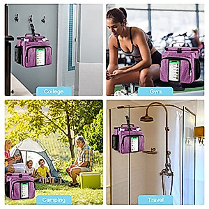 Bukere Portable Shower Caddy College Dorm Room Essential, Shower Caddy Tote Bag for Student, Girl, Women, Separate Compartment, Large Capacity, Quick Dry Mesh Base for Travel, Gym, Camp, Purple