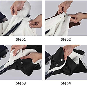 Stroller Hand Muff Winter Extra Thick Pushchair Gloves Black Hand Warmer for Parents and Caregivers in Cold Weather Anti-Freeze Windproof Snowproof Aosbos