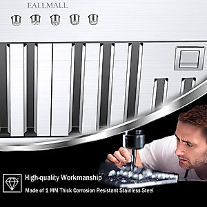 EALLMALL Range Hood Insert 30 Inch, 750 CFM Vent Hood Insert, Ducted/Ductless Range Hood Insert, Stainless Steel Insert Range Hood, Black Hood Range Insert, 3-speed Built In Range Hood, KF21-30