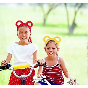 PLUSMAYI Mouse Ears Headband Kids 3Pcs Bear Ear Headband for Women Animal Style Cute Hairband Mouse Costume Girls for Birthday Cosplay Halloween Christmas(Red Yellow Green Headband)