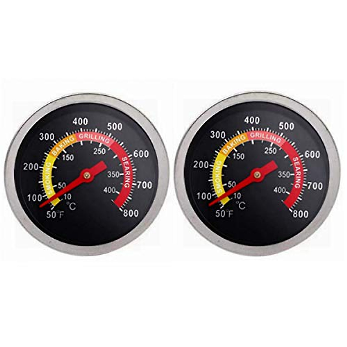 2 pcs BBQ Grill Temperature Gauge, Charcoal Pit Grill Smoker Thermometer Gauge BBQ Temp Gauge