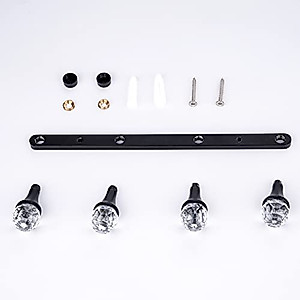 WOLIBEER Crystal Towel Hook, Matte Black Coat Hook 4 Row Hook Wall Mounted Hook Rack Stainless Steel Hanger for Bathroom Kitchen Toilet Entryway