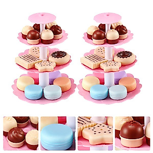 ibasenice 4 Sets Cake Toy Dessert Tower Toy Simulation Playset Children’s Toys Childrens Toys Afternoon Tea Toy Toys for Kids Cake Tower Toy Kit Dessert Playset Taste Toy Set Suite
