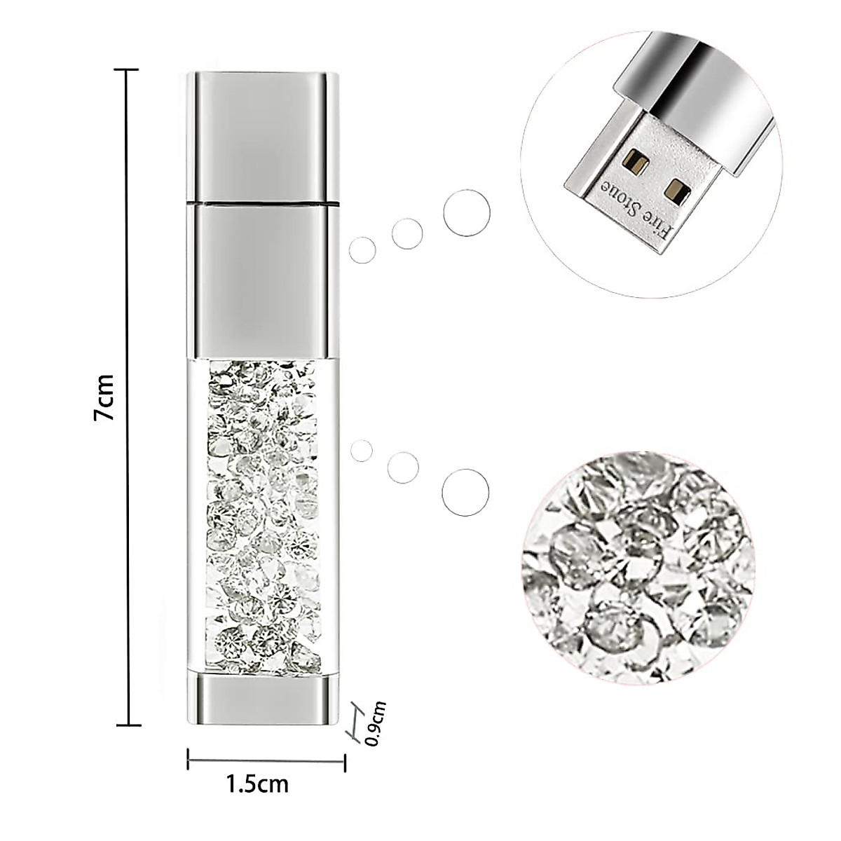 Lovely Diamond USB 2.0 Flash Drive Data Storage Memory Stick USB Stick Pendrive Gift (16GB, White)