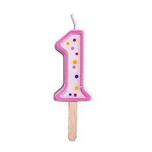 PME Pink Number 1 Candle, Small Size, 1.7-Inch