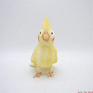 TAMMYFLYFLY Lifelike Cockatiel Parrot Bird Plush Stuffed Animal Toy Yellow Bird Cute Animal Model