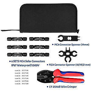 Bundle | Kohree Solar Crimping Tool Cable Connector + 10 AWG Solar Panel Cable Wire 10 Ft Extension Cable