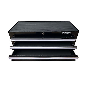 Workington Industrial 3 Drawers Portable Metal Intermediate Box, 26" Middle Tool Chest Cabinet with Ball Bearing Drawer Slides, Steel Tool Storage Box Organizer 4009 Black