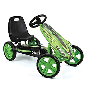 Hauck Speedster Pedal Go-Kart for Kids Ages 4-8 with Adjustable Bucket Seat, Large Front Plate, Handbrake, and EVA Plastic Wheels, Green