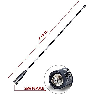 Walkie Talkie Antenna for Baofeng Antenna Upgrade 15.6-Inch Whip Dual Band UV VHF/UHF 144/430Mhz Antennas SMA-F for UV-5R UV-82 BF-F8HP (2 Pack)