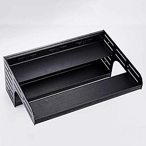 JF-XUAN Kitchen Shelf Kitchen shelf Kitchen Shelf WallMounted Aluminum DoubleLayer Microwave Oven Oven Rack Black