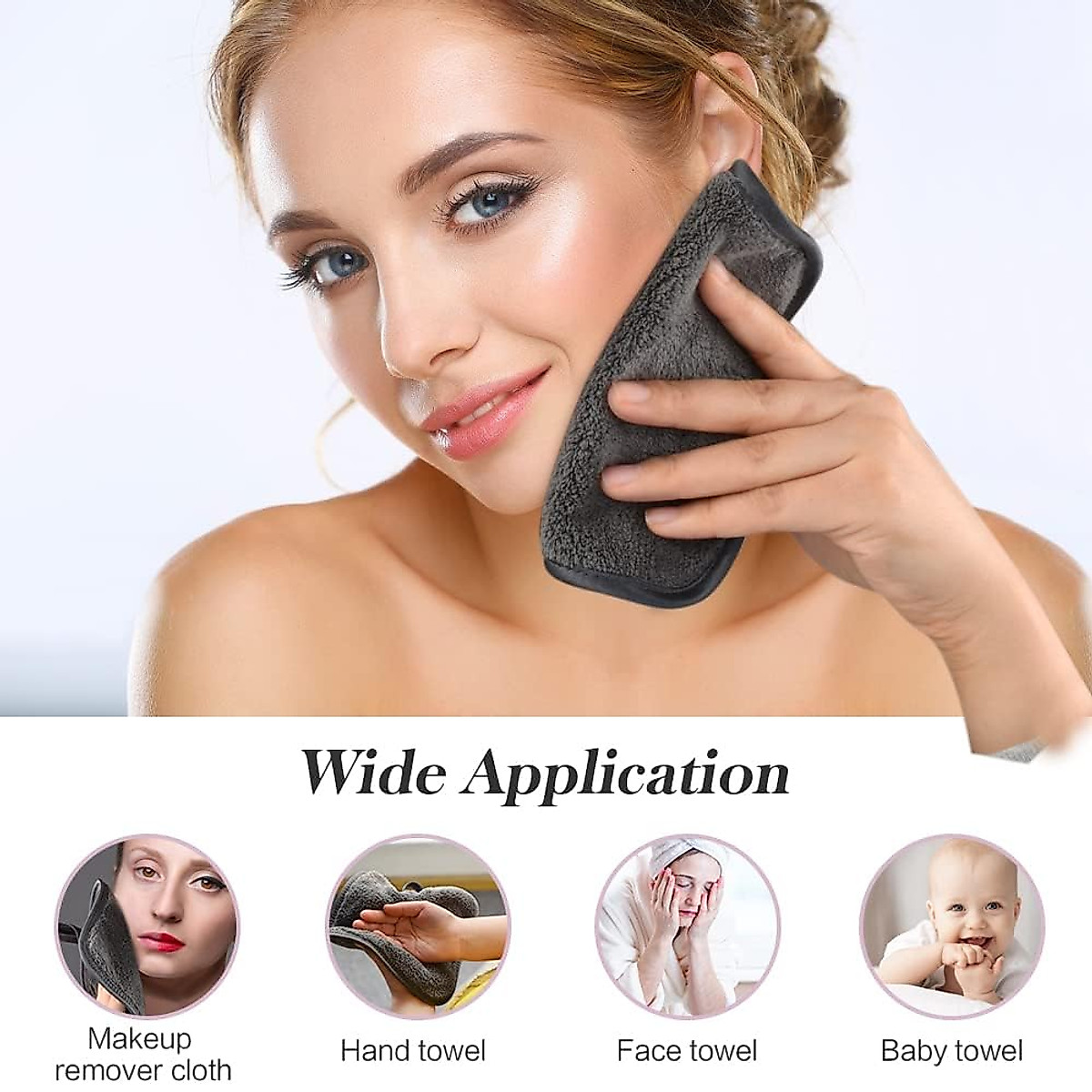 SINLAND Makeup Remover Cloth,Reusable Microfiber Makeup Remover Pads,Washable Facial Cleansing Cloths,Soft Microfiber Face Washcloths for All Skin Types,Face Towels with Mesh Bag, 6x6 Inch 12Pack Grey