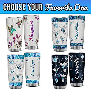 Wassmin Hummingbird Tumbler Personalized Gifts For Women Girls Lady Jewelry Drawings Style Tumblers Stainless Steel Insulated Coffee Travel Mug Stuff Birthday Christmas Cup Spirit Gift