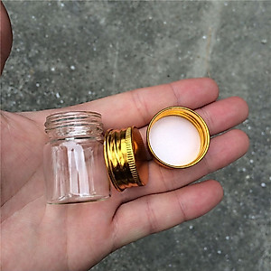 30x40x21mm 15ml Mini Glass Bottles with Aluminium Screw Cap Empty Bottles Golden Metal Lids Glass Vials Jars 12pcs (12, 15ML-Gold-Cap)