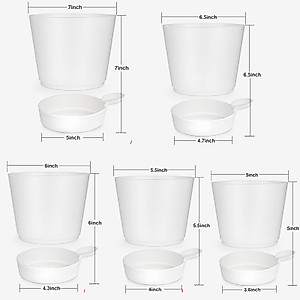 WOUSIWER Self Watering Planters 7/6.5/6/5.5/5 inch, Plant Pots with High Drainage Holes and Reservoir for Indoor Outdoor WindowSill Flowers and Plants, White